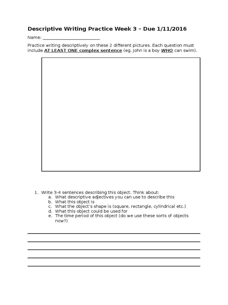 Descriptive Writing Practice | PDF | Language Arts & Discipline ...