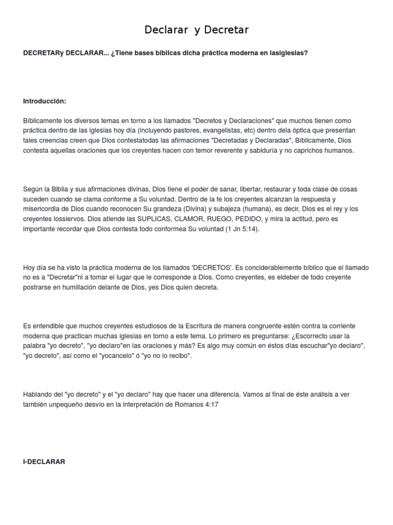 Declarar y Decretar | PDF | Oración | Jesús