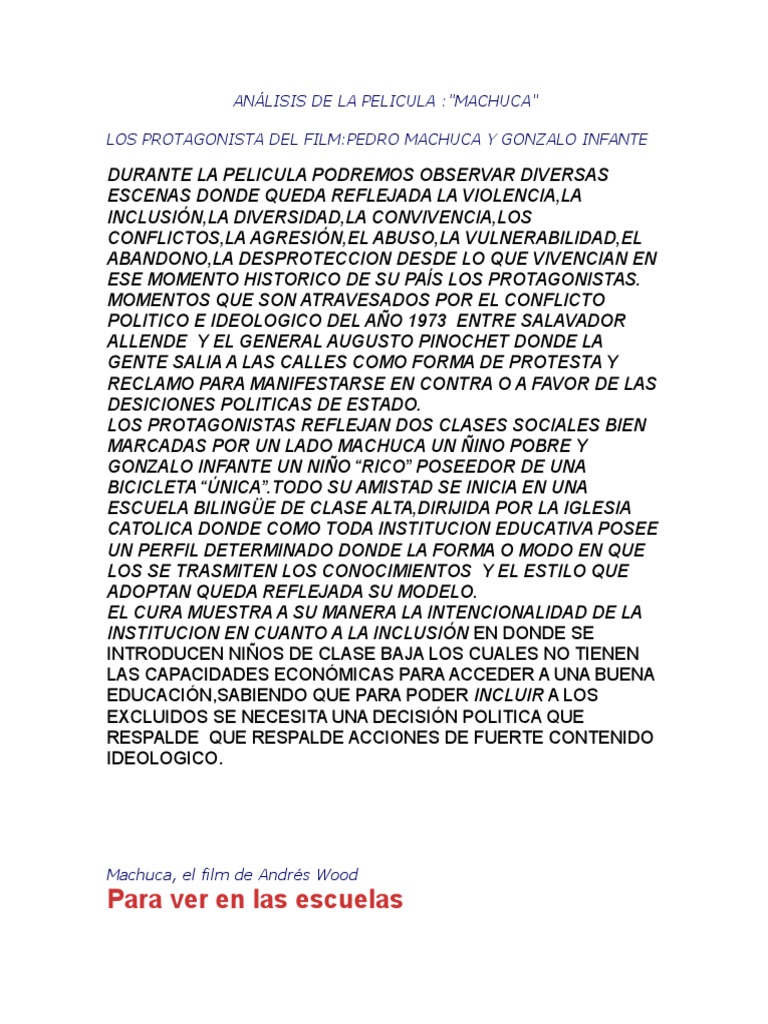 Análisis de La Pelicula Machuca | Raza (categorización humana) | Etnia ...