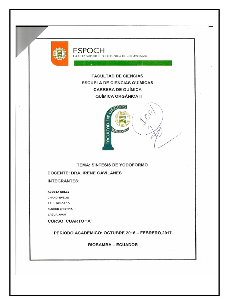 Síntesis de Yodoformo: Procedimiento y Reacción | PDF | Alcohol ...