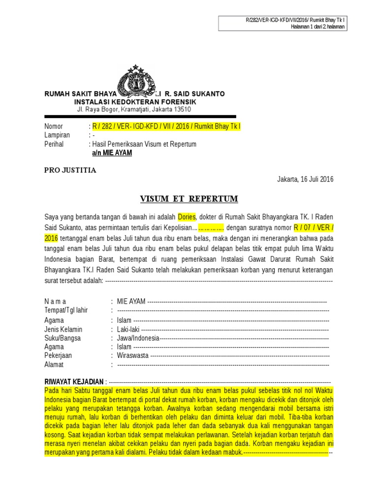 Contoh Visum KFD | PDF