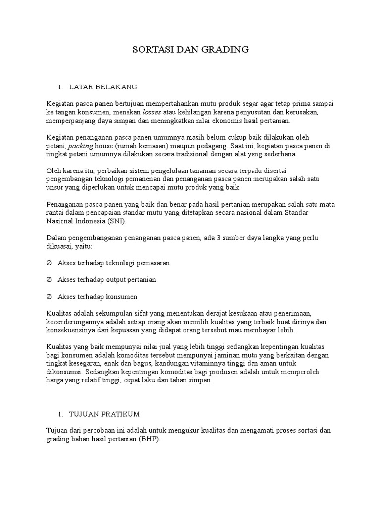 Sortasi Dan Grading | PDF