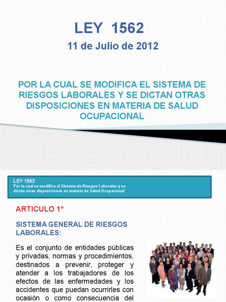 LEY 1562 Versión 2 | PDF | Derecho laboral | Bienestar