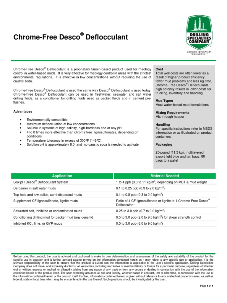 CF Desco Deflocculant | PDF | Seawater | Ph