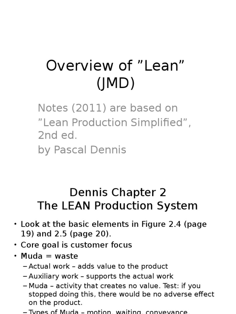 Lean Dennis Summary Review Pdf Lean Manufacturing Systems Engineering