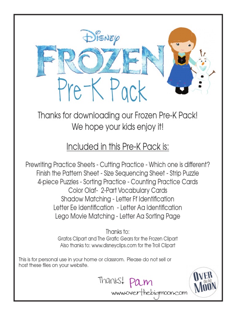 Frozen-Themed Pre-K Activity Pack | PDF | Leisure