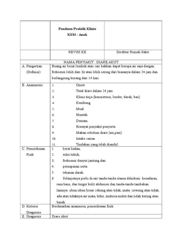 PPK Diare Akut Anak | PDF