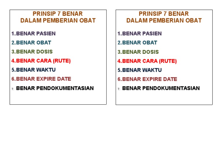 7 Benar Pemberian Obat
