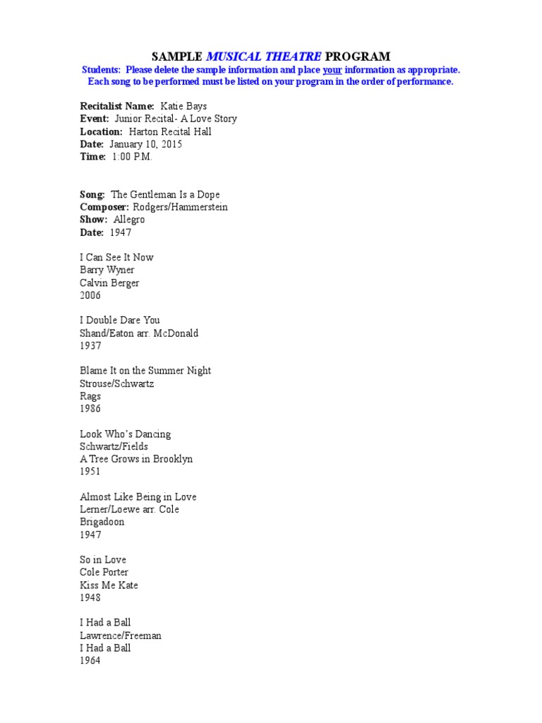 Sample MTR Program | PDF
