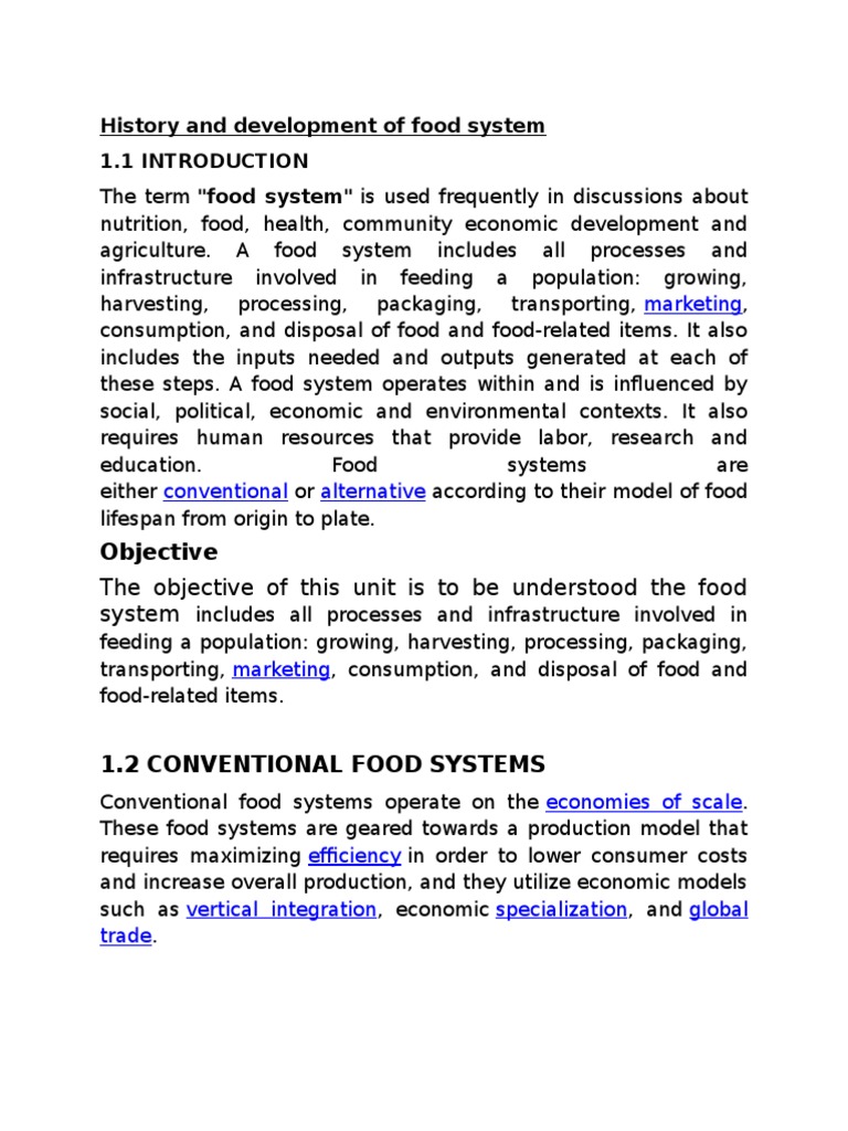 History and Development of Food System: Marketing | PDF | Food Systems ...