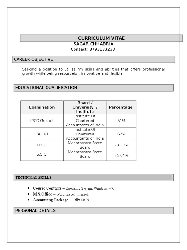 Curriculum Vitae: Sagar Chhabria | PDF