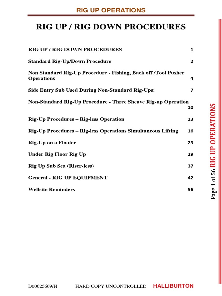 Rig Up Ops Manual - D00625669 - 1 | PDF | Crane (Machine) | Drilling Rig