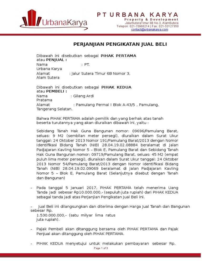 Draft PPJB - Ruko Blok E Revisi........... | PDF