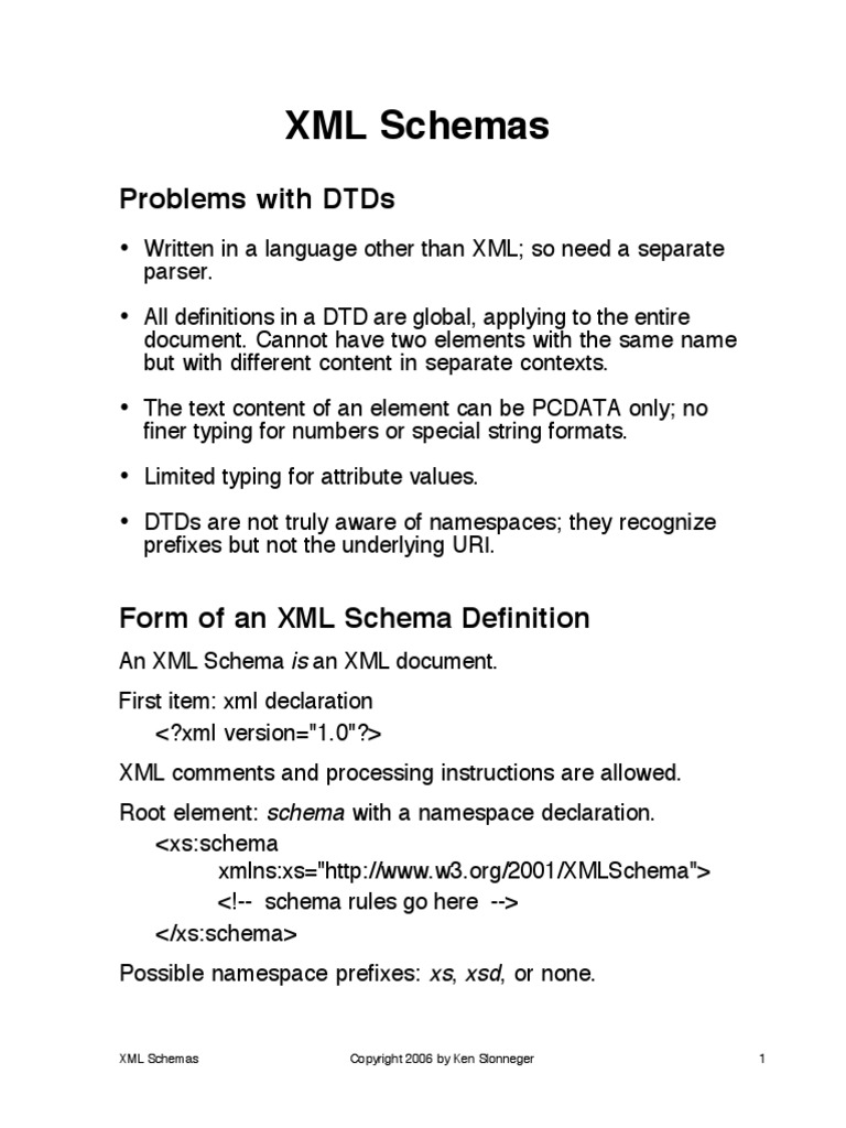 XML Schemas: Problems With Dtds | Download Free PDF | Xml Schema | Xml