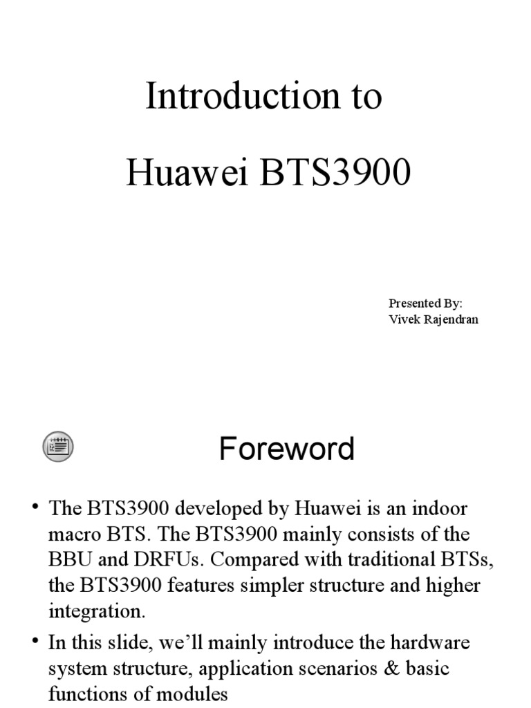 HUAWEI BTS3900 Hardware Structure | PDF | Telecommunications | Data ...