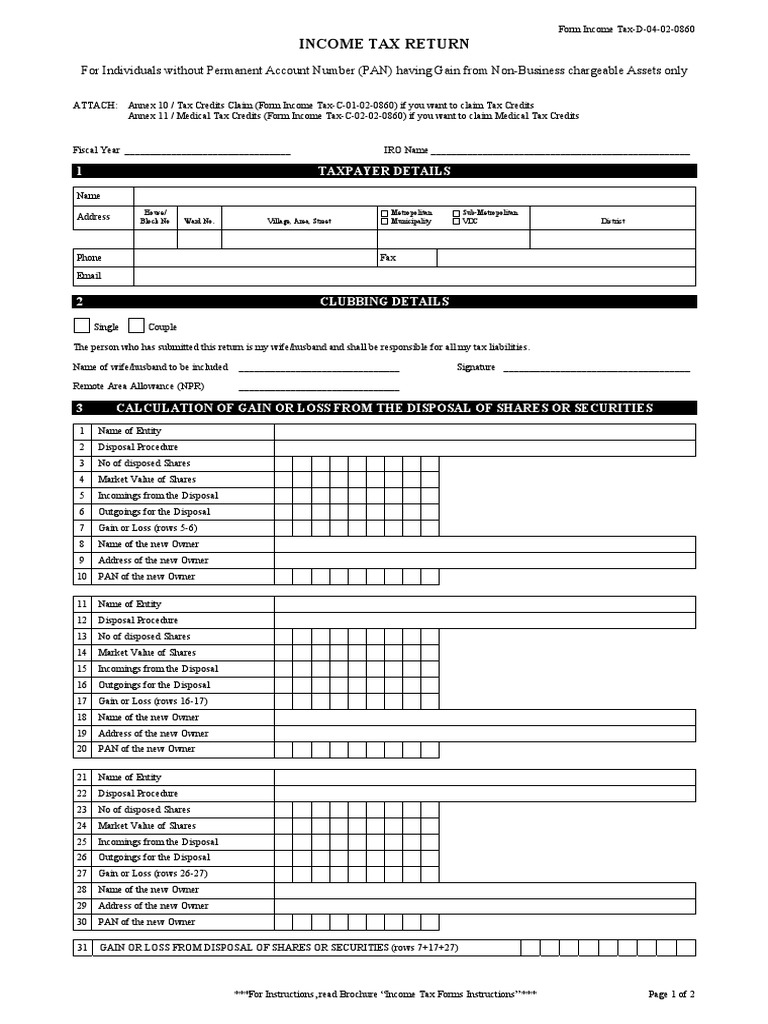 Income Tax Return: 1 Taxpayer Details | PDF | Tax Credit | Taxpayer