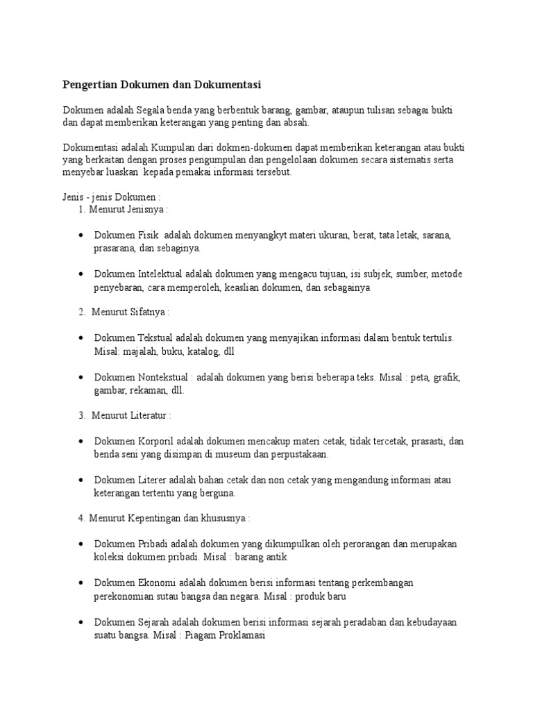 Pengertian Dokumen Dan Dokumentasi | PDF | Politik