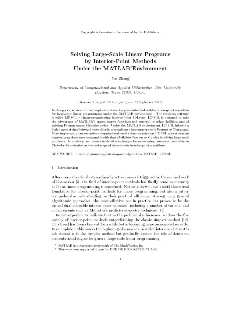 Lipsol | PDF | Linear Programming | Matrix (Mathematics)