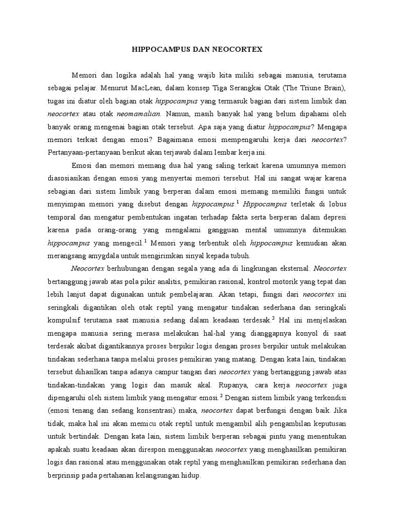 Hippocampus Dan Neocortex | PDF