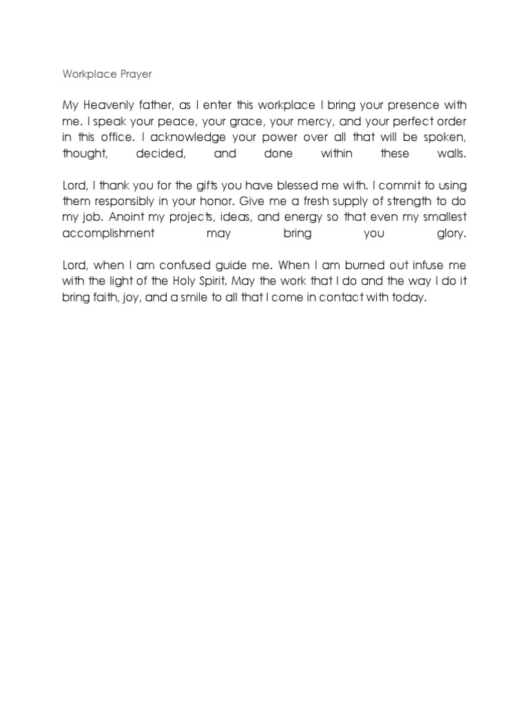Prayer in Workplace PDF | PDF