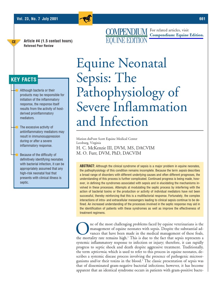 Equine Neonatal Sepsis Pathophysiology | PDF | Inflammation | Sepsis