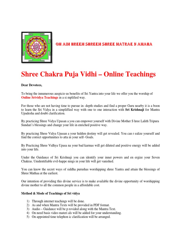 Shree Vidya Online Course Registration Details3 | PDF | Religious ...