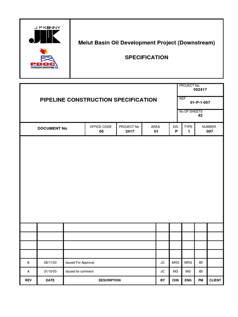 Melut Basin Pipeline Construction Specs | PDF | Surveying | Pipeline ...