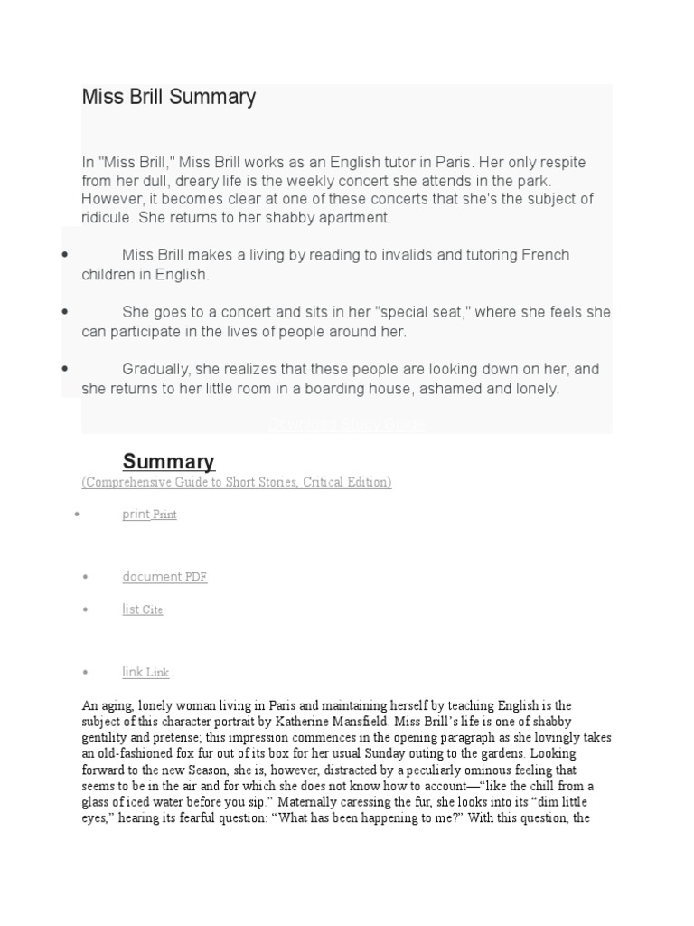 Katherine Mansfield - Miss Brill | PDF