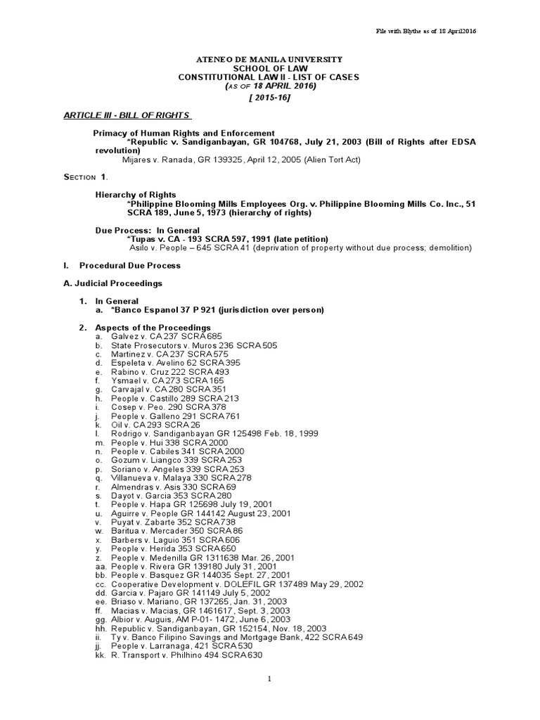 Preliminary Consti 2 Case List | PDF