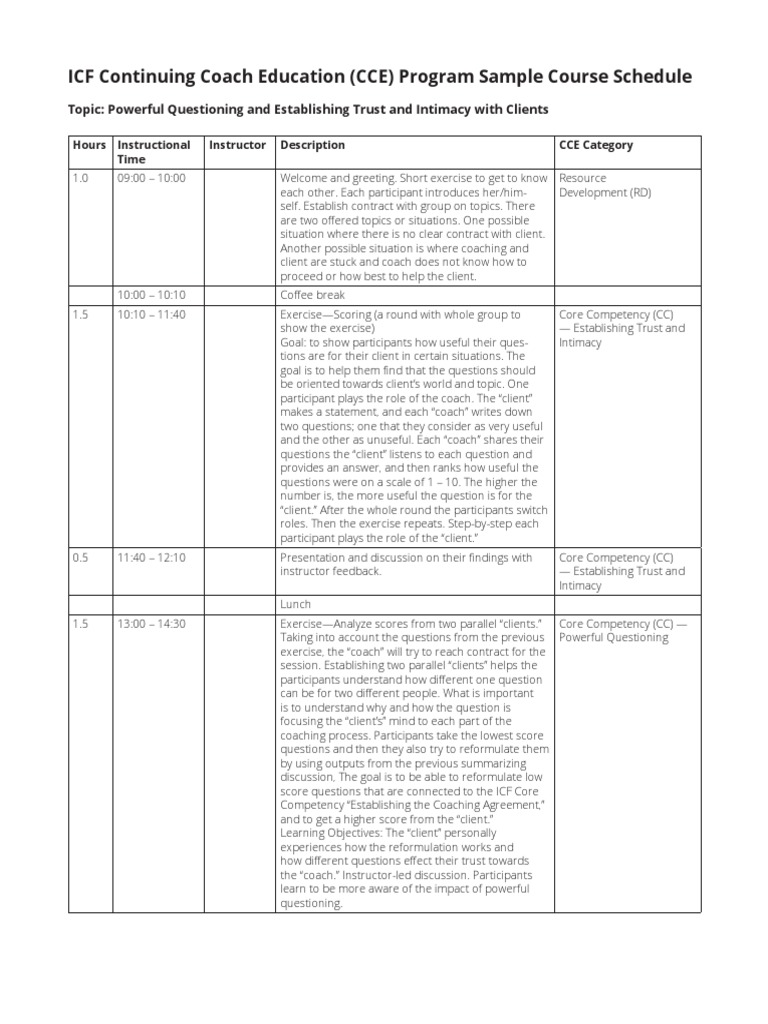 Sample Cce Course Schedule | PDF | Cognition | Psychological Concepts