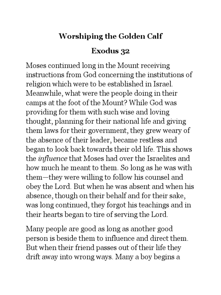 Worshiping The Golden Calf | PDF | Aaron | Sin