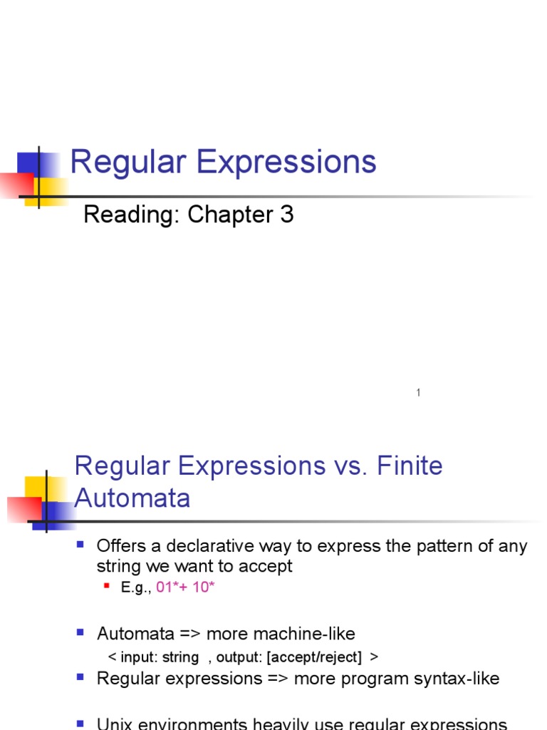 Regular Expressions: Reading: Chapter 3 | PDF | Regular Expression | Formalism (Deductive)