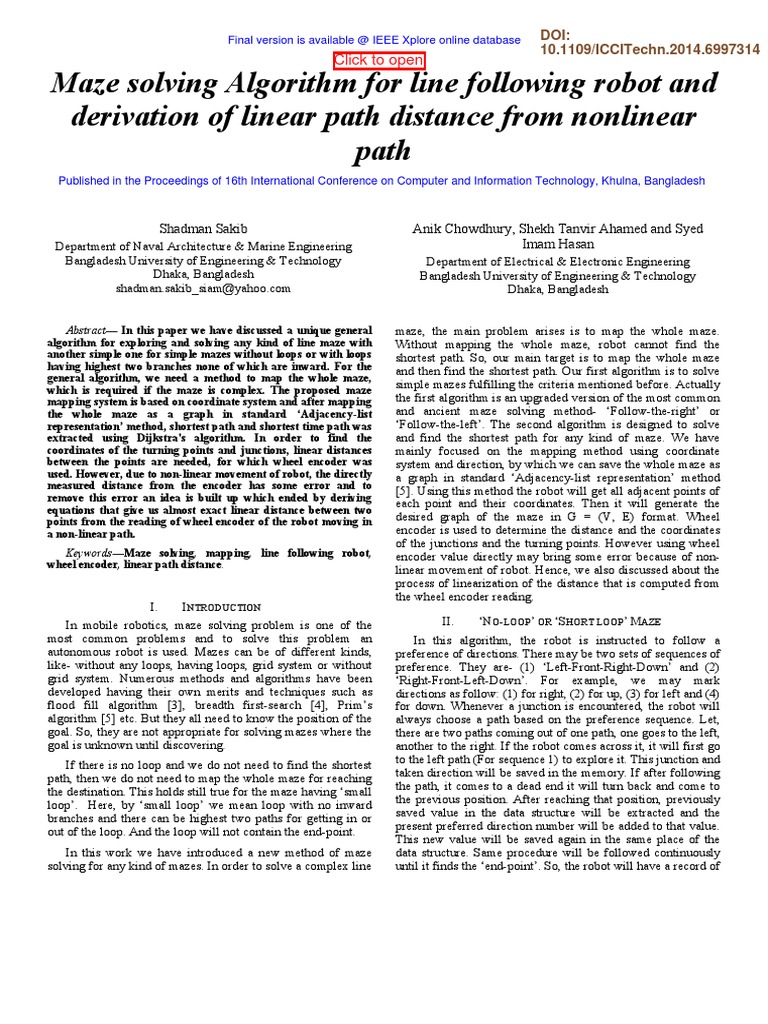 Maze Solving Robot PDF | PDF