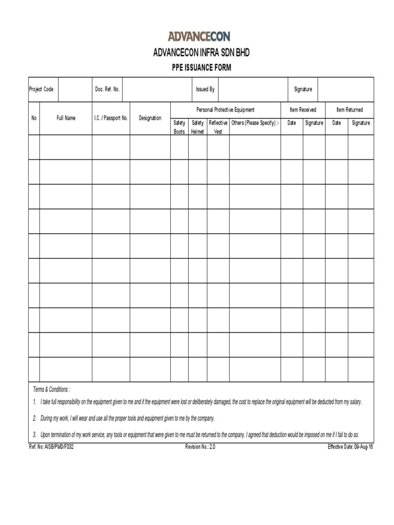 Ppe Inspection Form | PDF