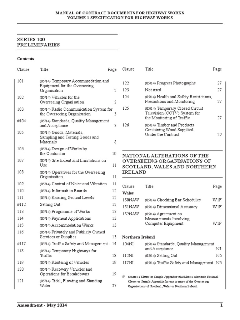 Series 100 Preliminaries: Manual of Contract Documents For Highway ...
