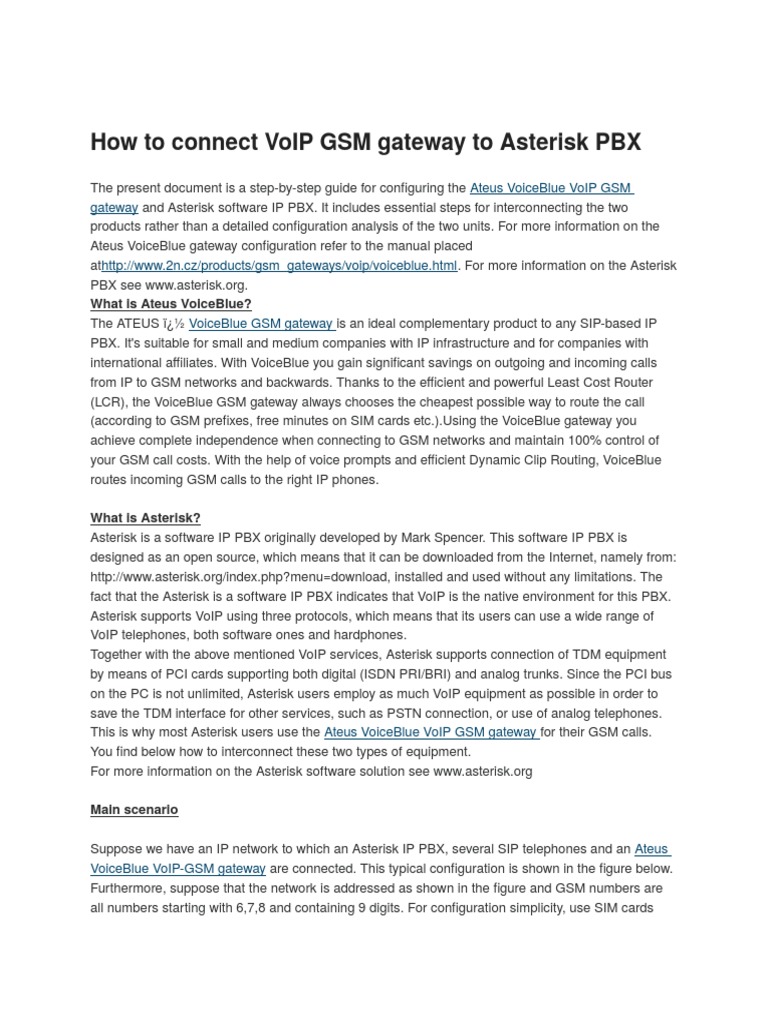 How To Connect VoIP GSM Gateway To Asterisk PBX | PDF | Voice Over Ip ...