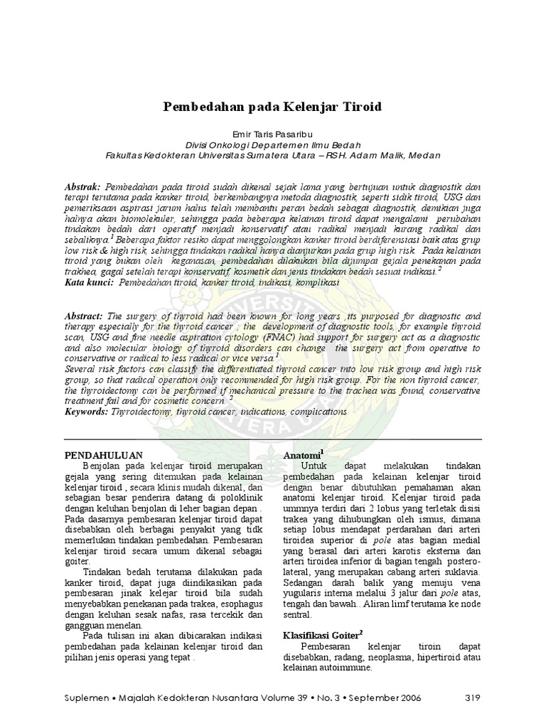Pembedahan Tiroid PDF | PDF
