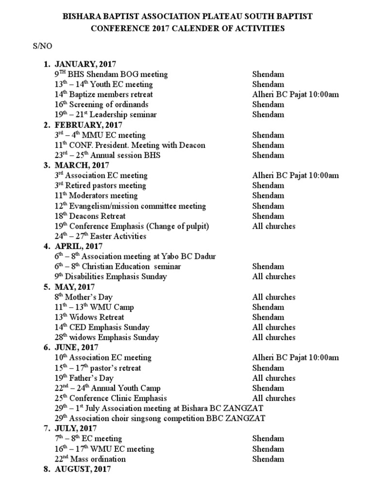 Bishara Baptist Association Plateau South Baptist Conference 2017 ...