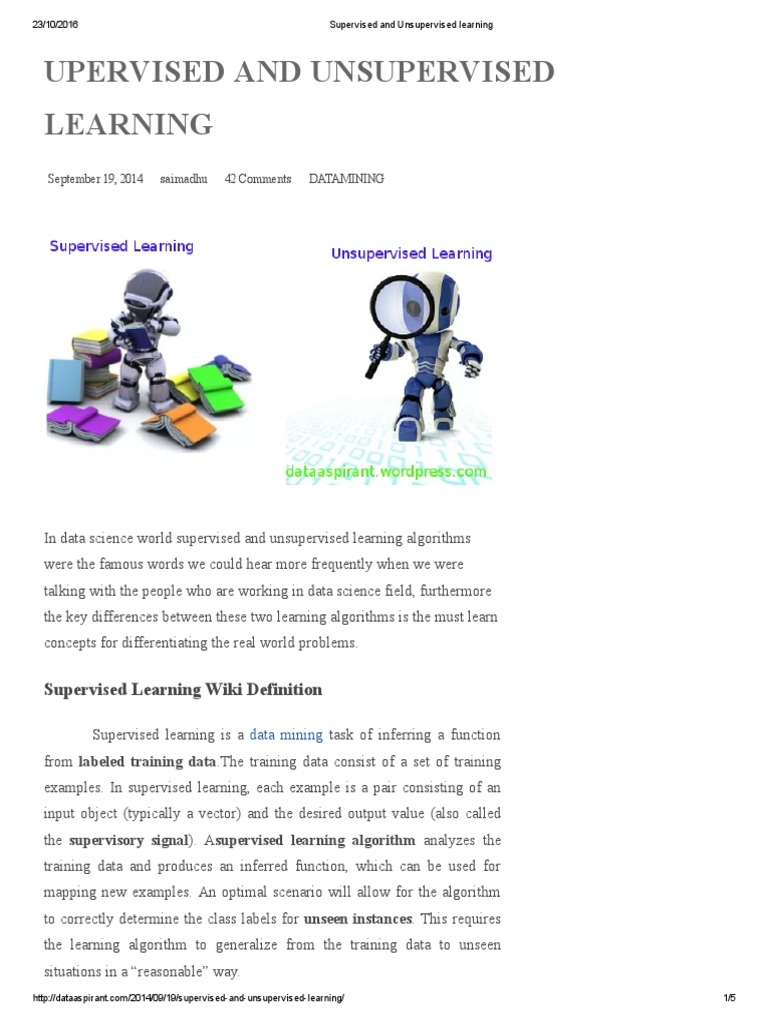 Supervised and Unsupervised Learning | PDF | Machine Learning | Support ...