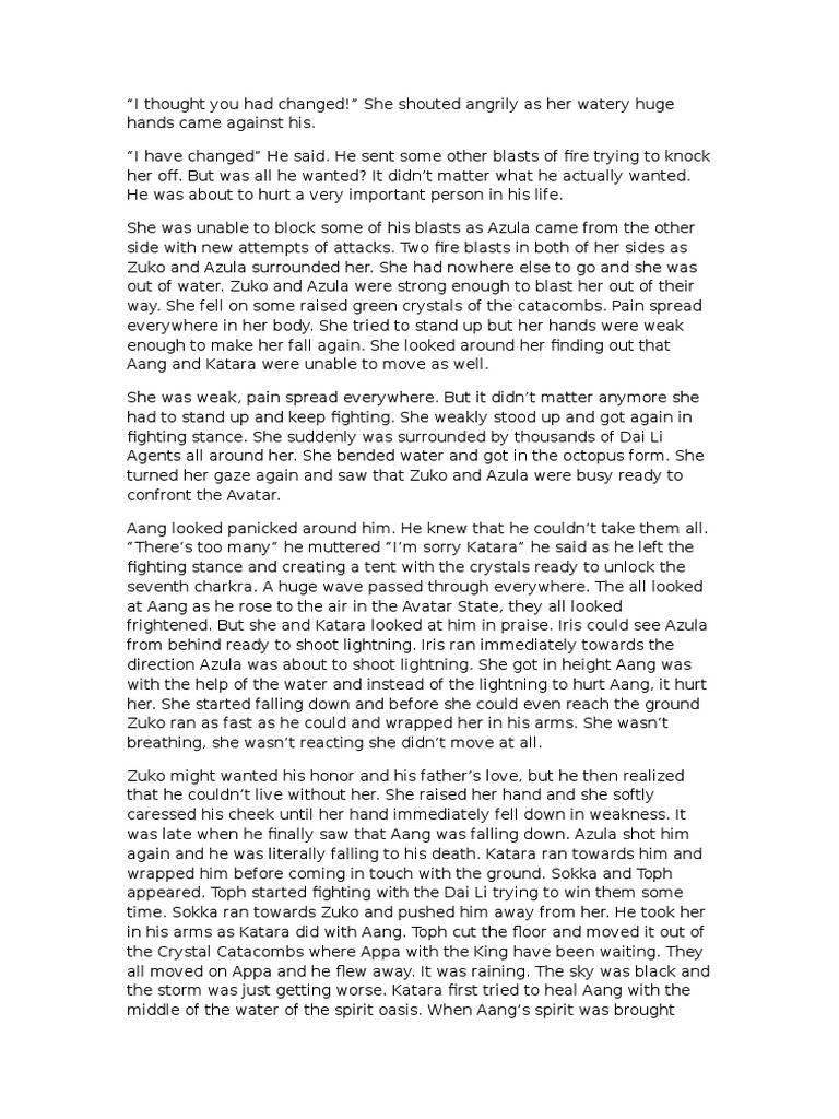 Avatar The Last Airbender (Zuko Fanfiction) | PDF | Poetry