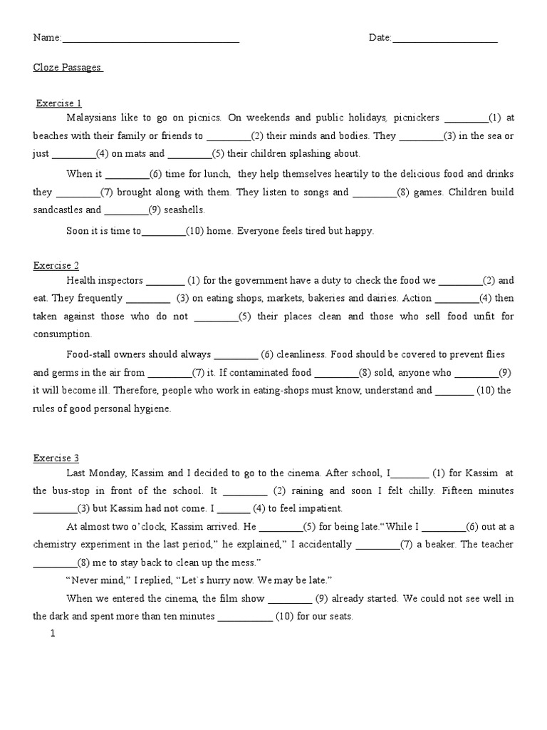Cloze Passage Tenses | PDF