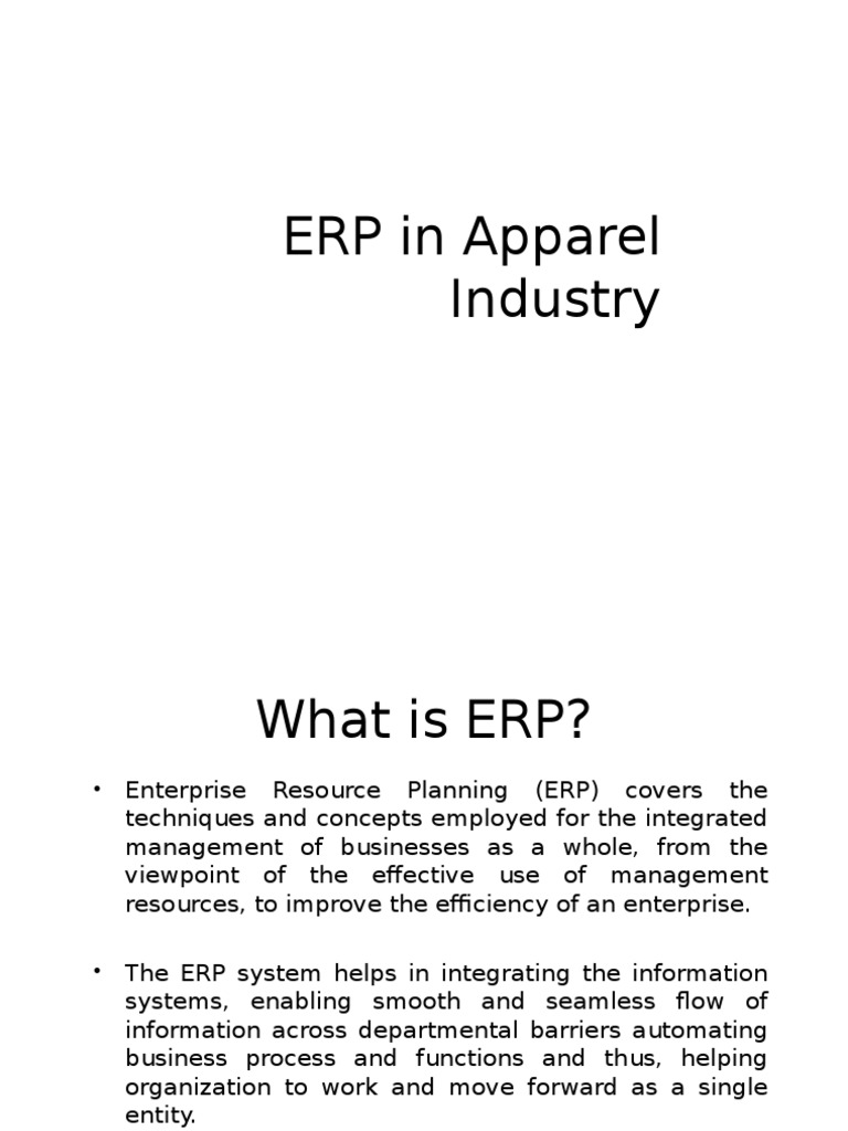 ERP Benefits for Apparel Industry | PDF | Business | Finance & Money ...
