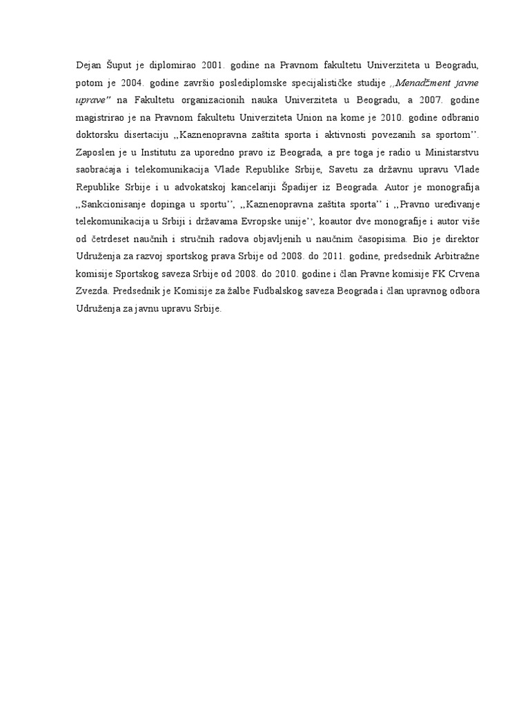 Biografija DR Dejan Suput | PDF