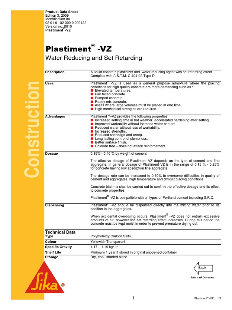 Plastiment VZ | PDF | Manmade Materials | Concrete