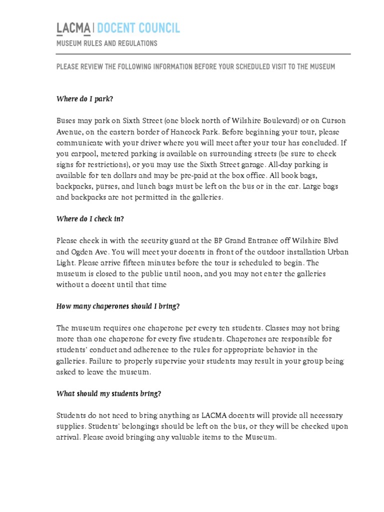 Museum Rules and Regulations | Download Free PDF | Library And Museum ...