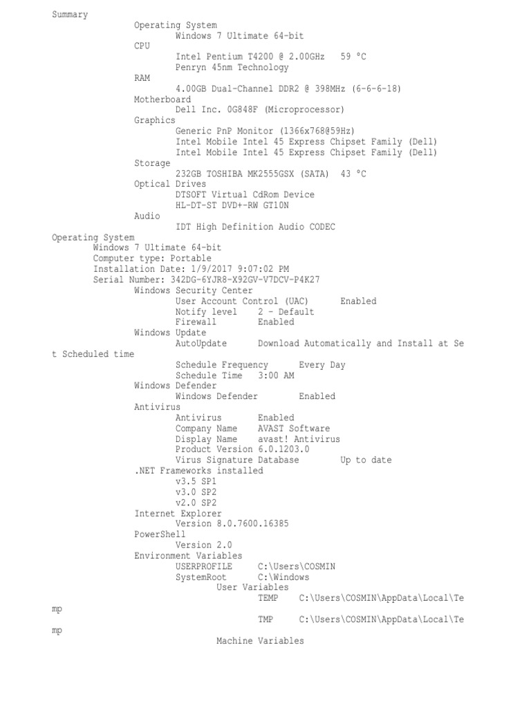 Cosmin PC | PDF | Computer Network | Usb