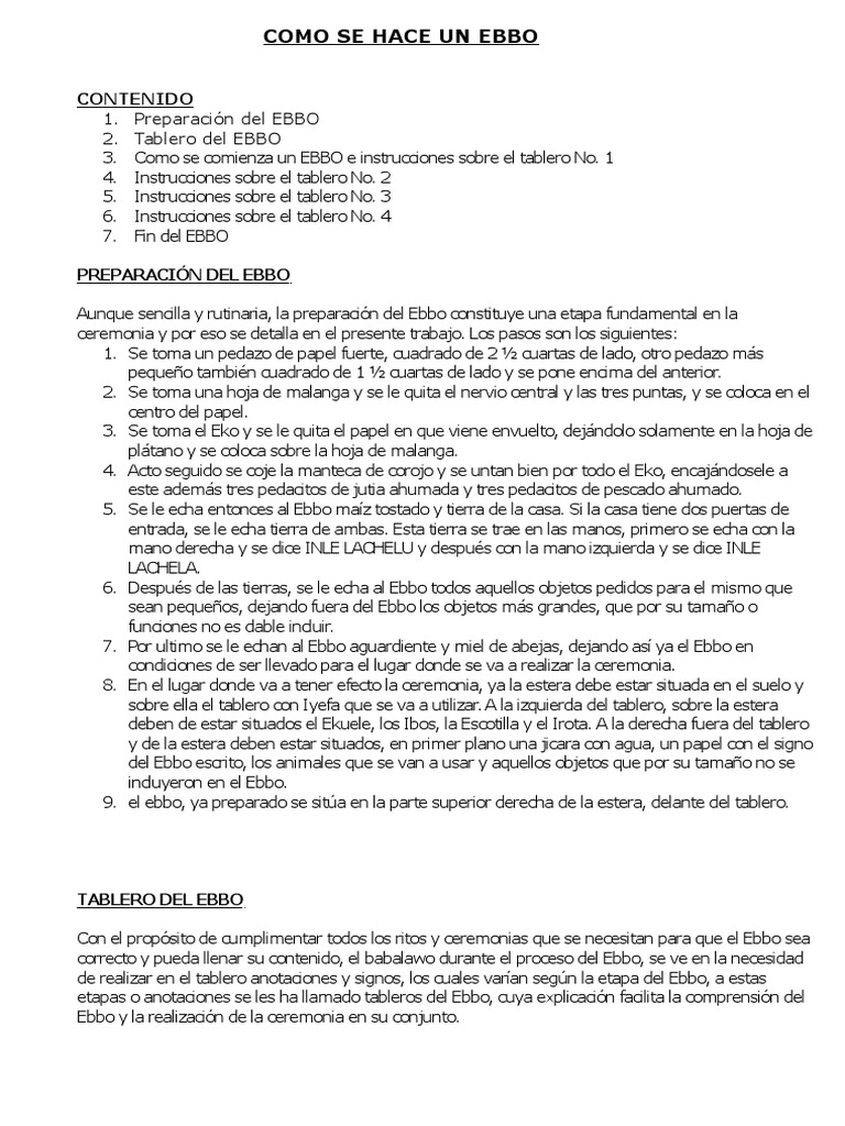 Como Se Hace Un Ebbo | PDF | Santeria | Religión y creencia