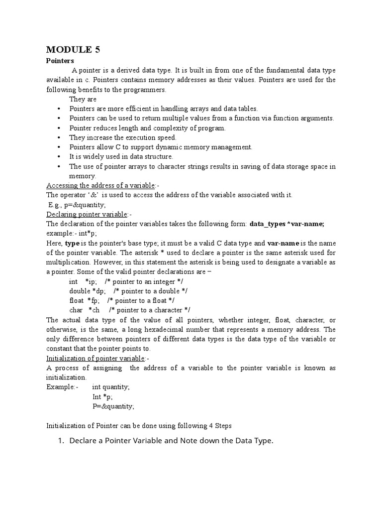 CP Ktu Eee Module 5-2 | PDF | Pointer (Computer Programming) | Data Type