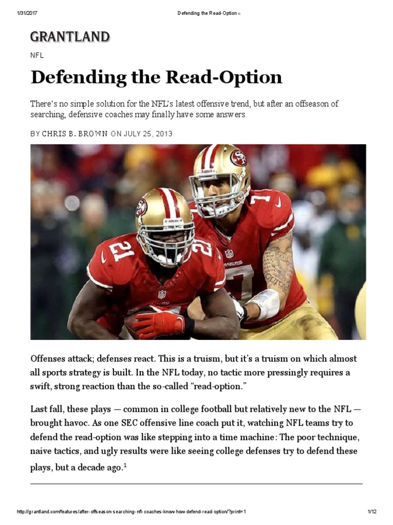 Defending The Read-Option | PDF | Quarterback | Ball Games