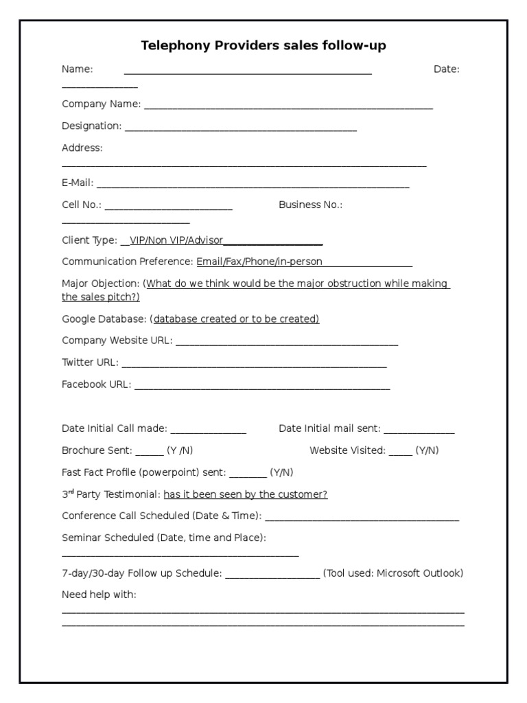 Telephony Providers Sales Follow-Up | PDF